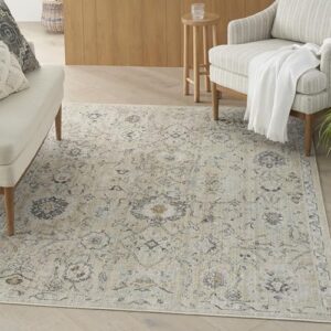 nourison oushak home traditional cream 4'1" x 5'11" area -rug, easy -cleaning, non shedding, bed room, living room, dining room, kitchen (4x6)