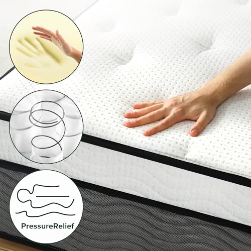 ZINUS 12 Inch True Support Hybrid Mattress [New Version], Full, Fiberglass Free, Medium Feel, Motion Isolation, Certified Safe Foams & Fabric, Mattress in A Box