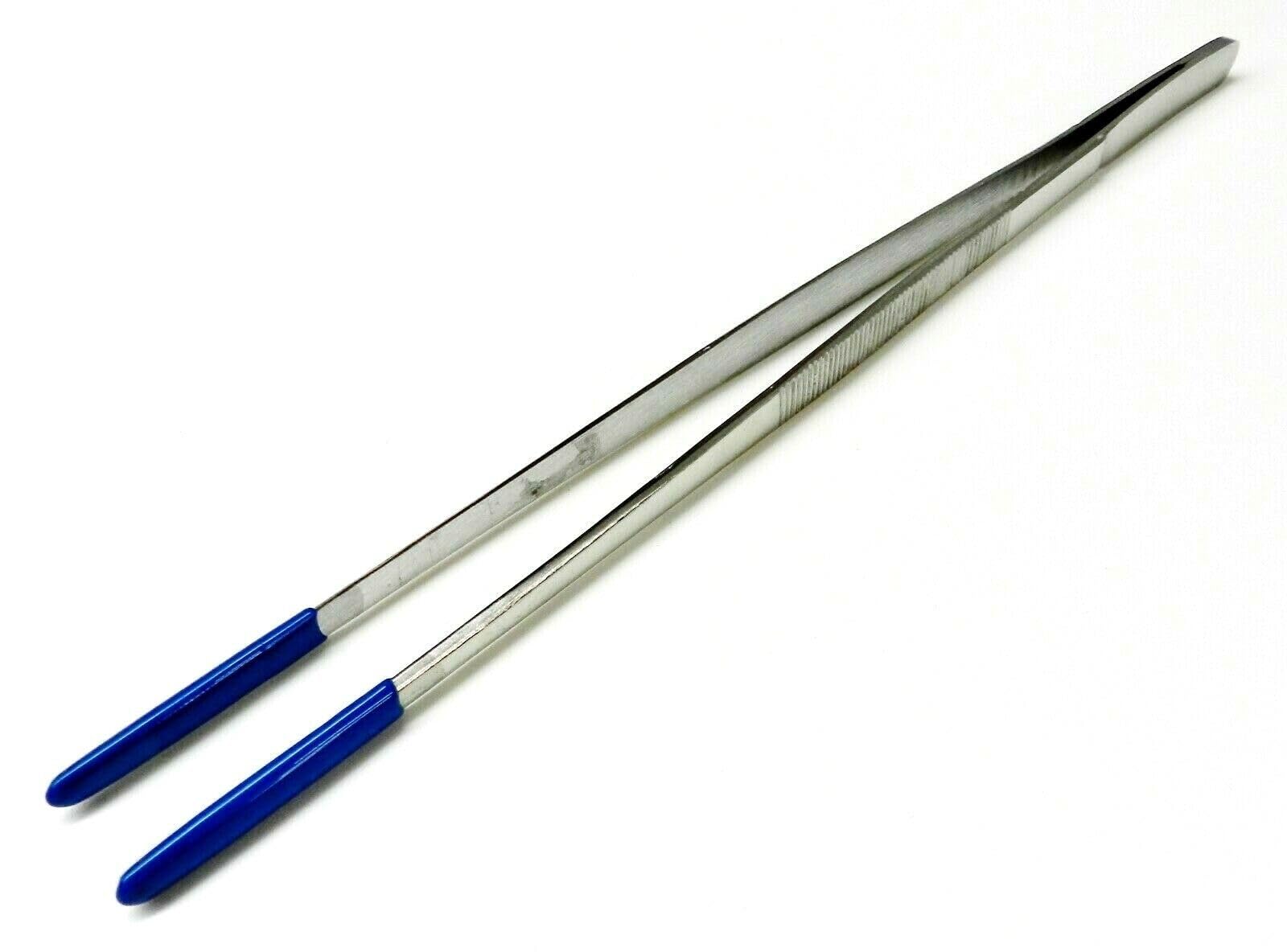 12 Inch Tweezer with PVC Rubber Tips Coated Straight Flat Tip Stainless Steel Forceps Steam Ultrasonic Cleaning Tweezer | Non-Marring | Good Grip | Jewelry | Hobby Crafts Industrial Electronic By JTS