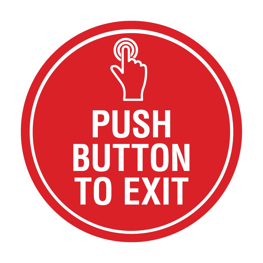 Signs ByLITA Circle Push Button To Exit Sign (Red) - Small