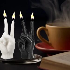 2 PCS Peace Sign Candle 'Victory' Hand Gesture, CandleHand Hand Gesture Candle Peace Sign, Handmade Winner Statue - Birthday, Office, Housewarming Gift, Creative Home Decor, Indoor Party Decor