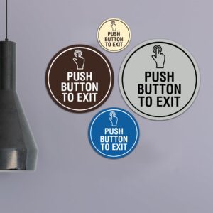 Signs ByLITA Circle Push Button To Exit Sign (Red) - Small