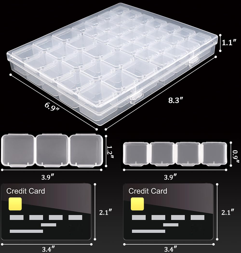 RJ-Sport Dual-Sized Diamond Art Storage Containers with 28 Small & 15 Mid-sized Grids to Keep Small Items Separated & Organized