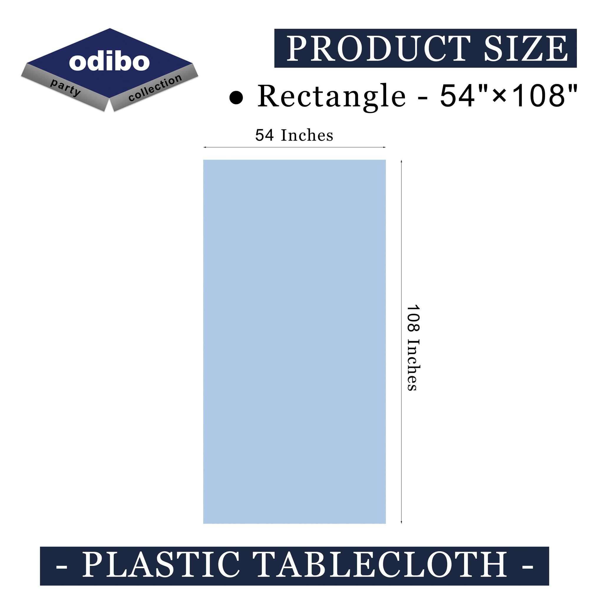 odibo Light Blue Tablecloths Plastic 2 Pack Sky lt Blue Disposable Table Covers 54" x 108" Table Cloths for Parties Birthdays Weddings Baby Shower Picnic Events Fits up to 8 Foot Rectangle Tables