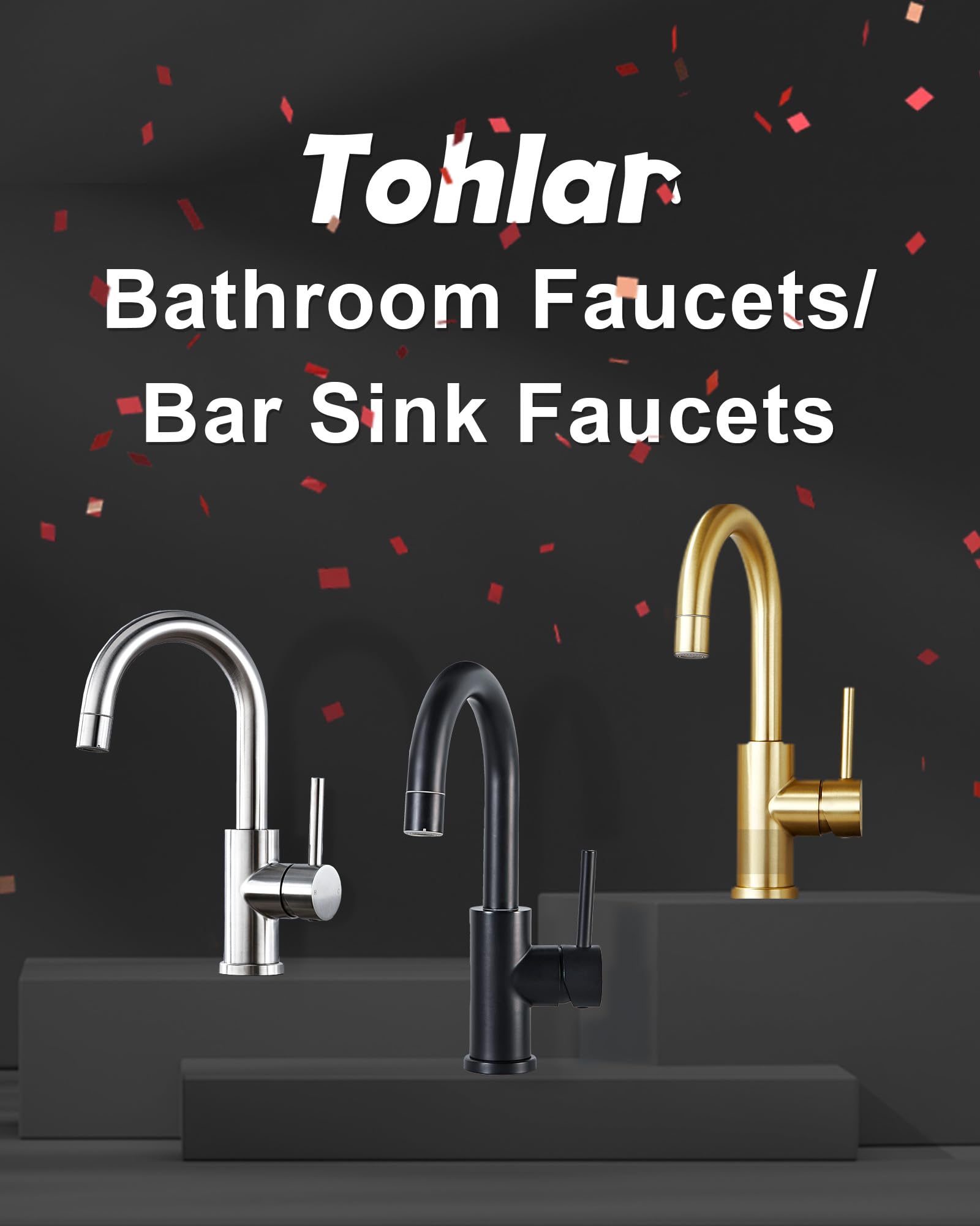 Tohlar Brushed Nickel Bar Sink Faucet Single Handle, Single Hole Bathroom Sink Faucet with Sprayer, Prep Wet Small Faucet for Kitchen/RV/Vanity, Bathroom Faucet with Swivel Spout & Pop Up Drain