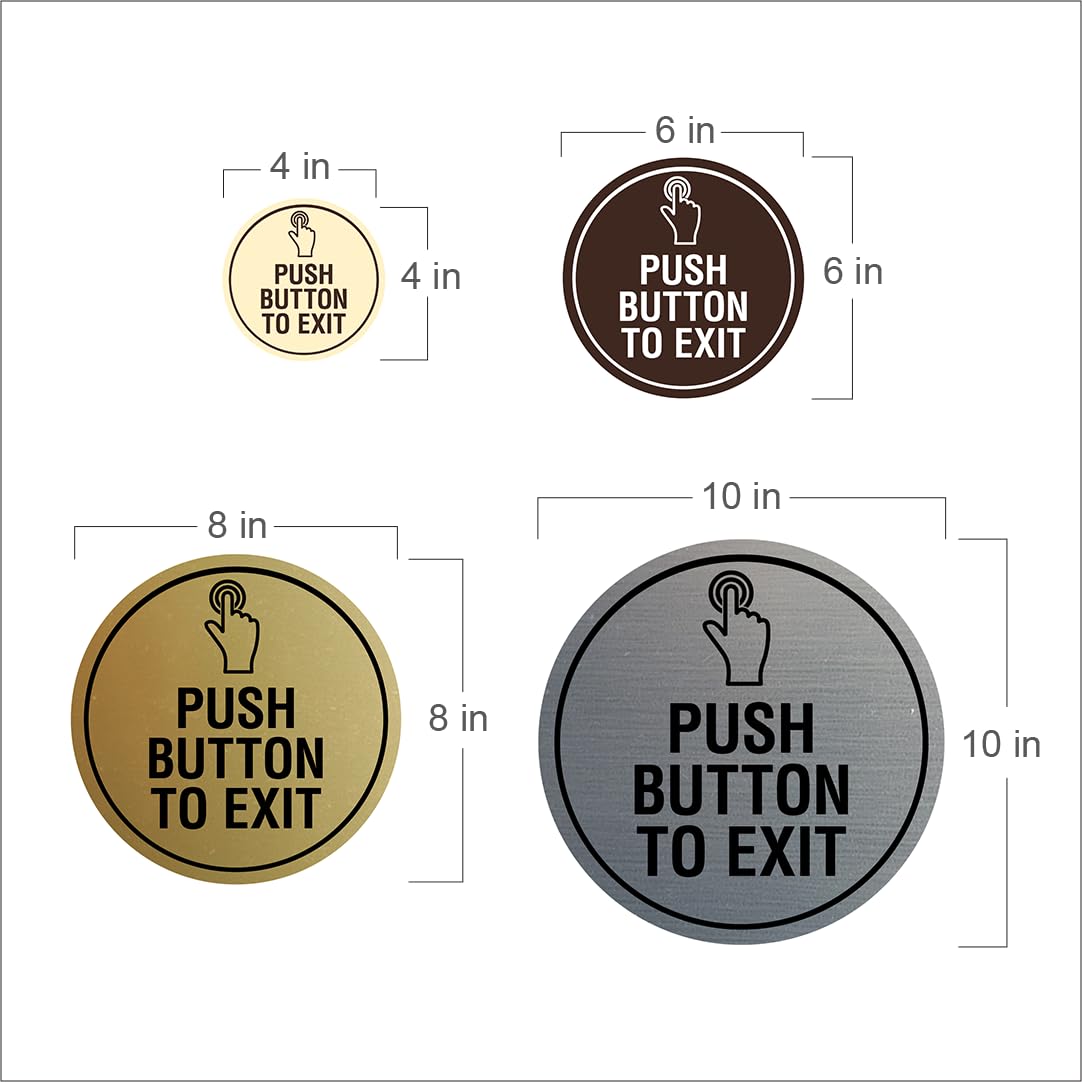 Signs ByLITA Circle Push Button To Exit Sign (Red) - Small