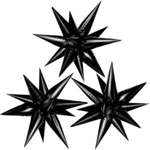 black star balloons, 36 pcs large 26 inch black explosion star foil balloons, black starburst foil balloons, star balloons for birthday, wedding, graduation decorations, photo booth