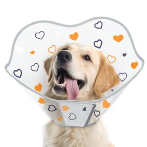 supet dog cone collar for dogs after surgery, comfortable dog cones for large dogs to stop licking, soft dog cone with protect neck fabric, protective elizabethan collar for medium small dogs love l