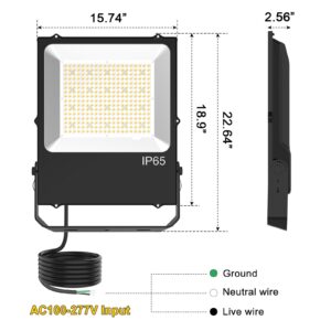 ADUB 300W LED Flood Light ETL Listed, 42,000LM Bright LED Stadium Light 5000K, 320W LED Parking Lot Light UL Listed LED Shoebox Street Light