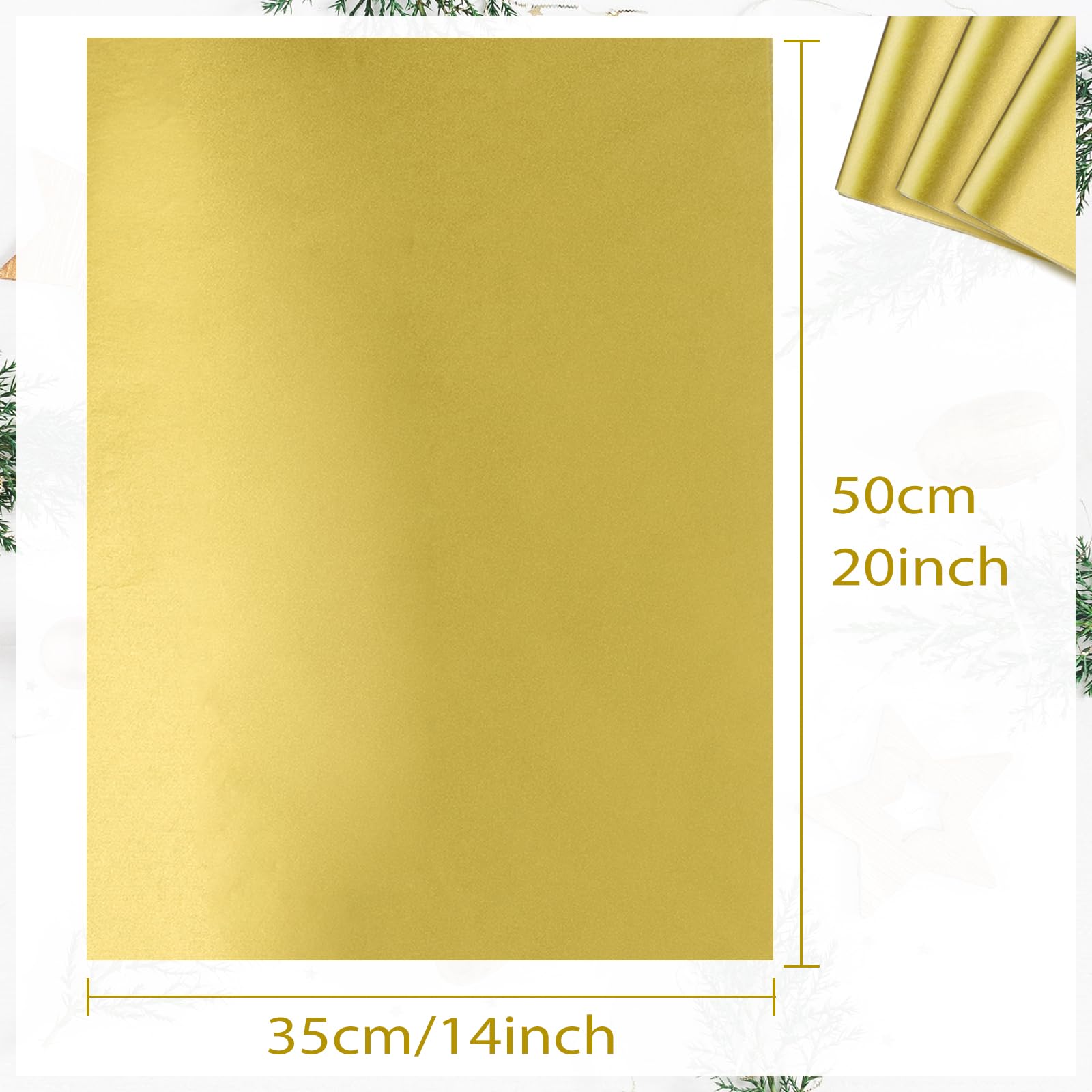 NEBURORA Metallic Gold Tissue Paper for Gift Bags 60 Sheets Gold Wrapping Tissue Paper Bulk 14 X 20 Inch Gold Packaging Paper for Christmas Gift Wrap Art Crafts Birthday Wedding Decoration