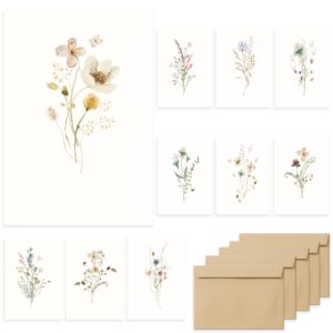 slapaflife blank cards,blank greeting cards 4x6,40pack -elegant floral design blank greeting cards,note cards with matching peel-and-seal rustic envelopes