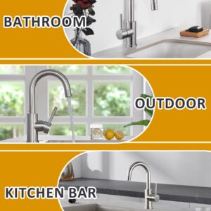 Tohlar Brushed Nickel Bar Sink Faucet Single Handle, Single Hole Bathroom Sink Faucet with Sprayer, Prep Wet Small Faucet for Kitchen/RV/Vanity, Bathroom Faucet with Swivel Spout & Pop Up Drain