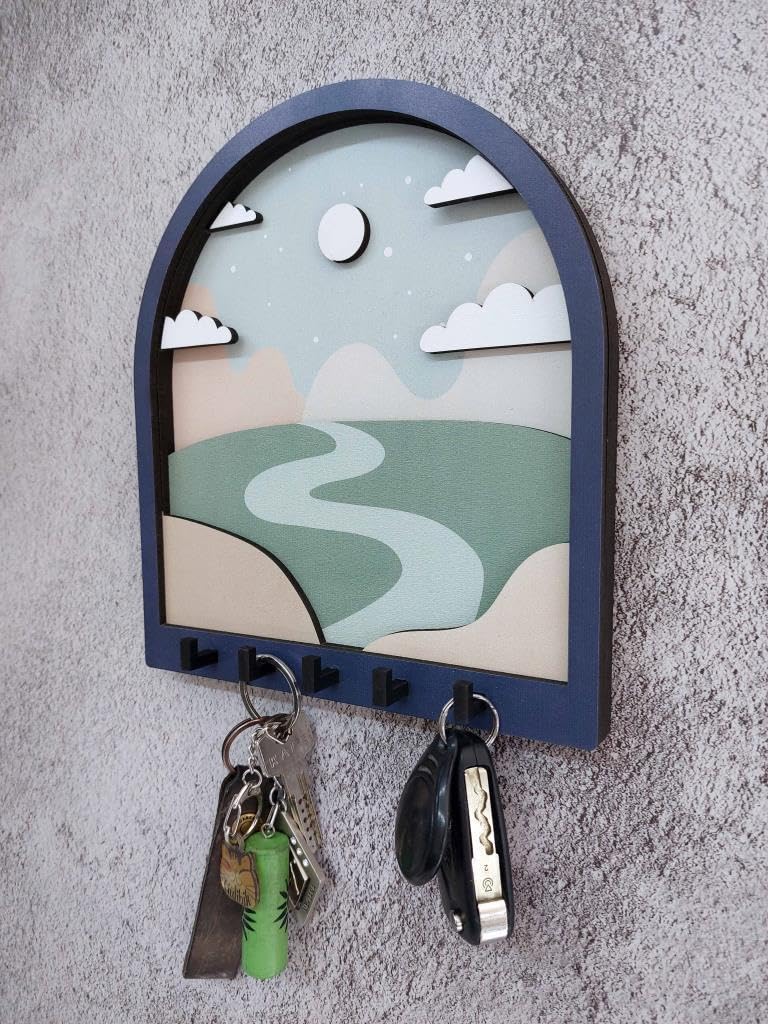 Cartoon Key Holder, Fairy Key Holder, Fairy Tale Layered Wood Art, Dimensional Wood Art Key Holder, Modern Key Rack, Fairy Scenery Wall Art, Entryway Organizer, Abstract Wall Decoration