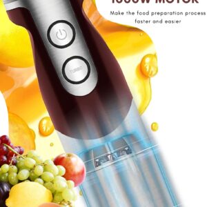 Megawise 3-in-1 Hand Blender – 12-Speed, Includes Powerful Blender Stick, Whisk, and Milk Frother – Easy to Clean and Perfect for Smoothies, and More (Red)