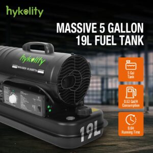 Hykolity 85,000 BTU Forced Air Kerosene Diesel Heater, Portable Torpedo Space Heater with Thermostat Control for Warehouse, Garage, Jobsite and Construction Sites, CSA Certified