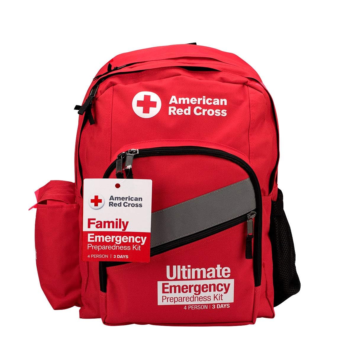 American Red Cross Officially Licensed Product |3-Day Emergency Preparedness Deluxe Backpack | 72 Hour Survival Supplies for 4 People | Water, Phone Charger, Blanket, Food