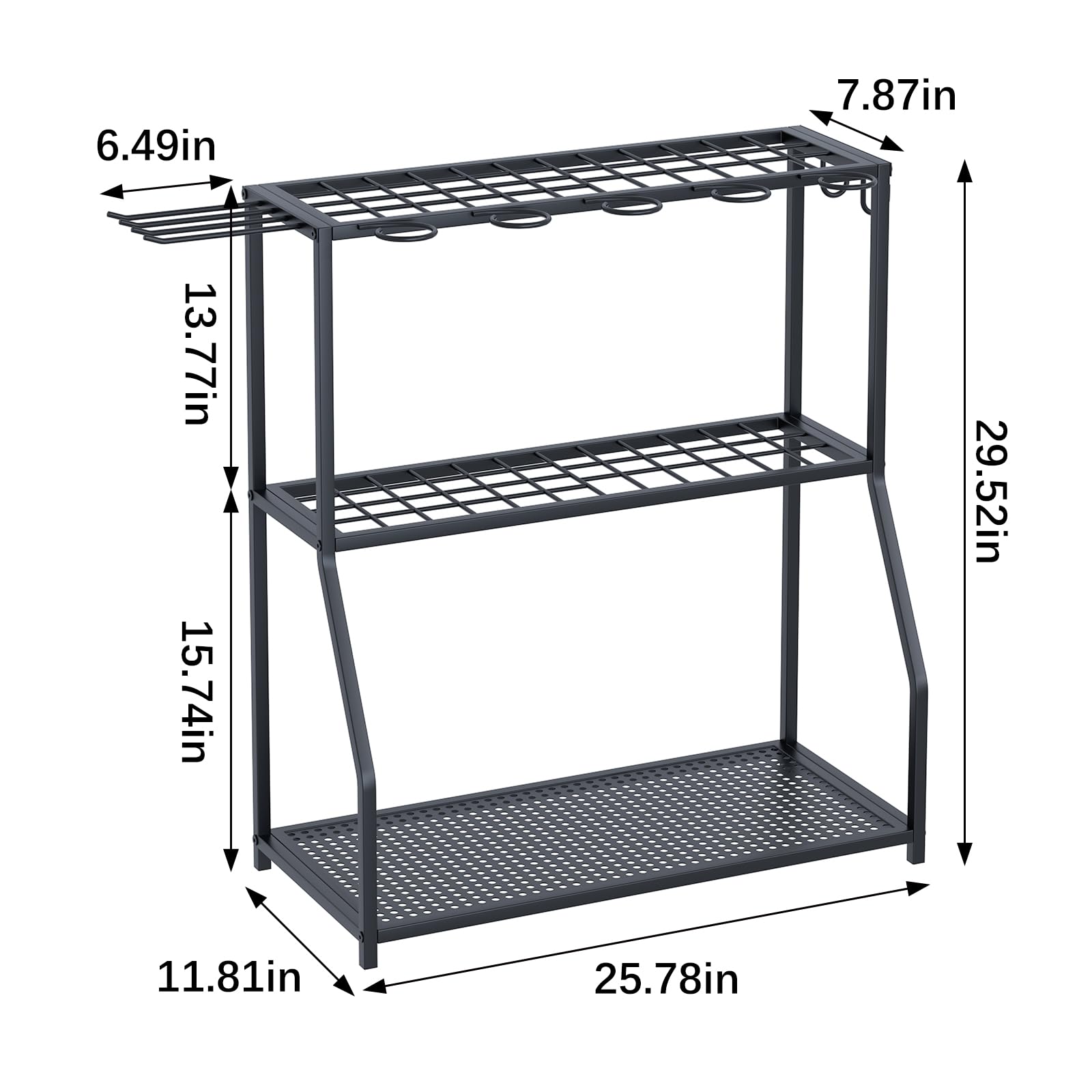 Azheruol Garden Tool Organizer Yard Tool Storage Rack,Garden Organizer,Steel Yard Tool Racks To Store Long-Handled Tools,Garage Tool Stand,Tool Holder For Garden,Shed,Outdoor,Black