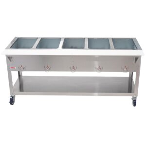 kratos commercial mobile electric steam table/hot food table, 5 wells, stainless steel, nsf 240v (28w-200)