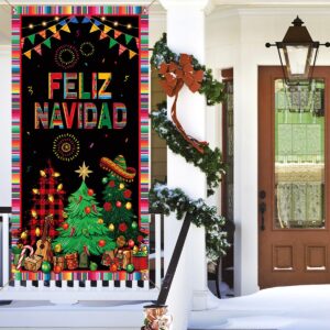 Nepnuser Feliz Navidad Door Cover Mexican Christmas Decoration Xmas Winter Holiday Party Decor Home Backdrop Door Hanging Banner