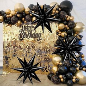 Black Star Balloons, 36 PCS Large 26 Inch Black Explosion Star Foil Balloons, Black Starburst Foil Balloons, Star Balloons for Birthday, Wedding, Graduation Decorations, Photo Booth