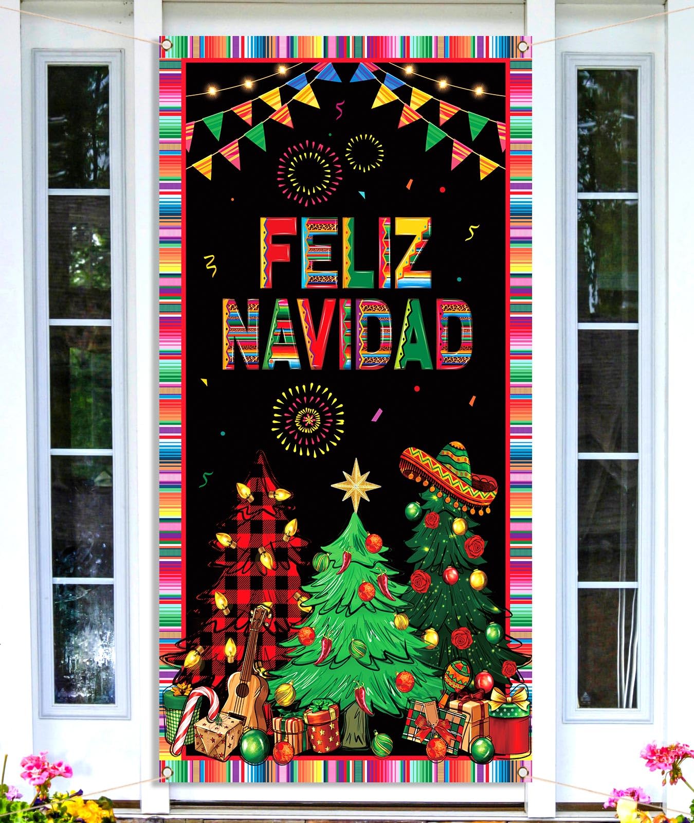 Nepnuser Feliz Navidad Door Cover Mexican Christmas Decoration Xmas Winter Holiday Party Decor Home Backdrop Door Hanging Banner