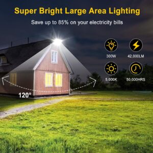 ADUB 300W LED Flood Light ETL Listed, 42,000LM Bright LED Stadium Light 5000K, 320W LED Parking Lot Light UL Listed LED Shoebox Street Light