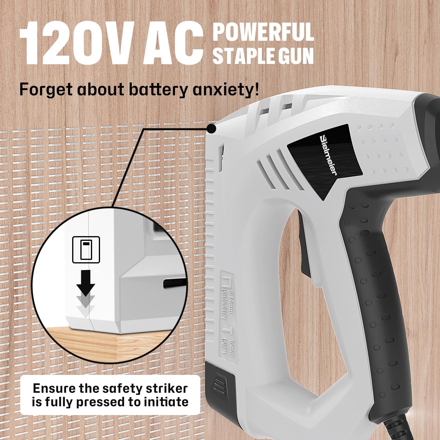 Bielmeier Electric Staple Gun, 2-in-1 Staple Gun Brad Nailer Including 2000Pcs Staples and Nails, 120V Corded Nail Gun Electric Stapler Heavy Duty for DIY Projects, Upholster and Woodworking