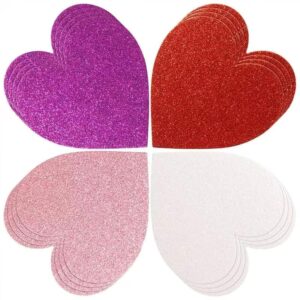 bwkoss 100pcs glitter heart cutouts mother's day heart confetti red purple pink white hearts paper accent cutouts for classroom bulletin border holiday wedding bridal shower decors