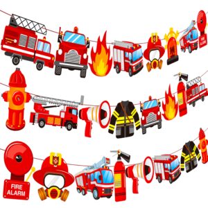 fire truck banner fire engine rescue party banners 3pcs fireman birthday banners fire truck birthday decoration for firefighter baby shower supplies