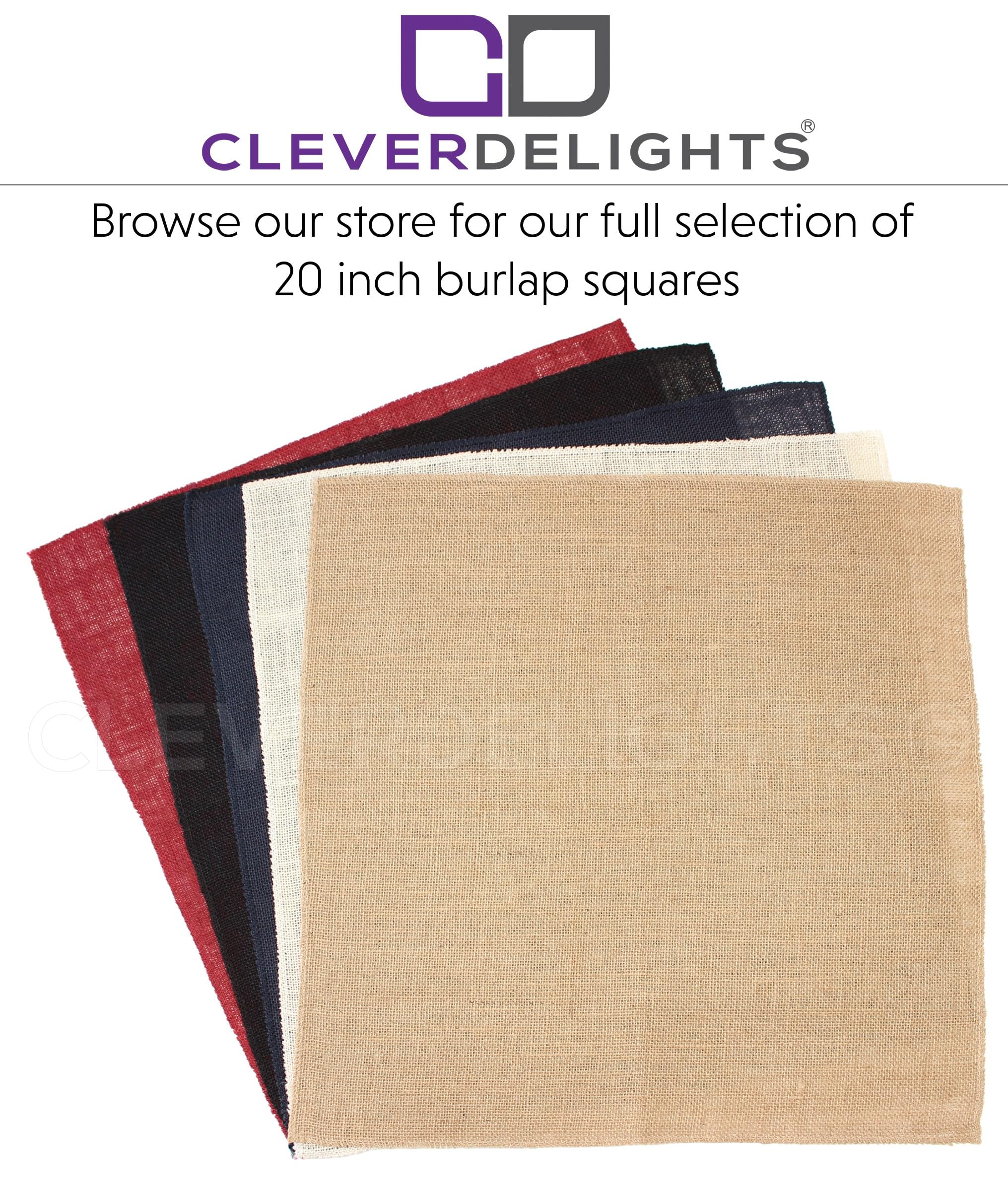 CleverDelights 20 Inch Ivory Burlap Squares - 4 Pack - Jute Burlap Fabric - Finished Edges - 20" x 20"