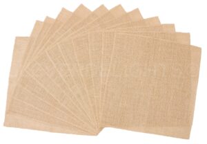 cleverdelights 12 inch burlap squares - 12 pack - premium jute burlap fabric - finished edges - 12" x 12"