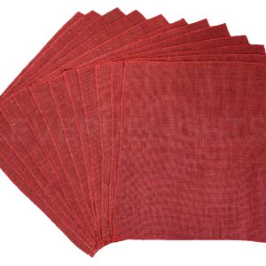 CleverDelights 20 Inch Red Burlap Squares - 12 Pack - Jute Burlap Fabric - Finished Edges - 20" x 20"