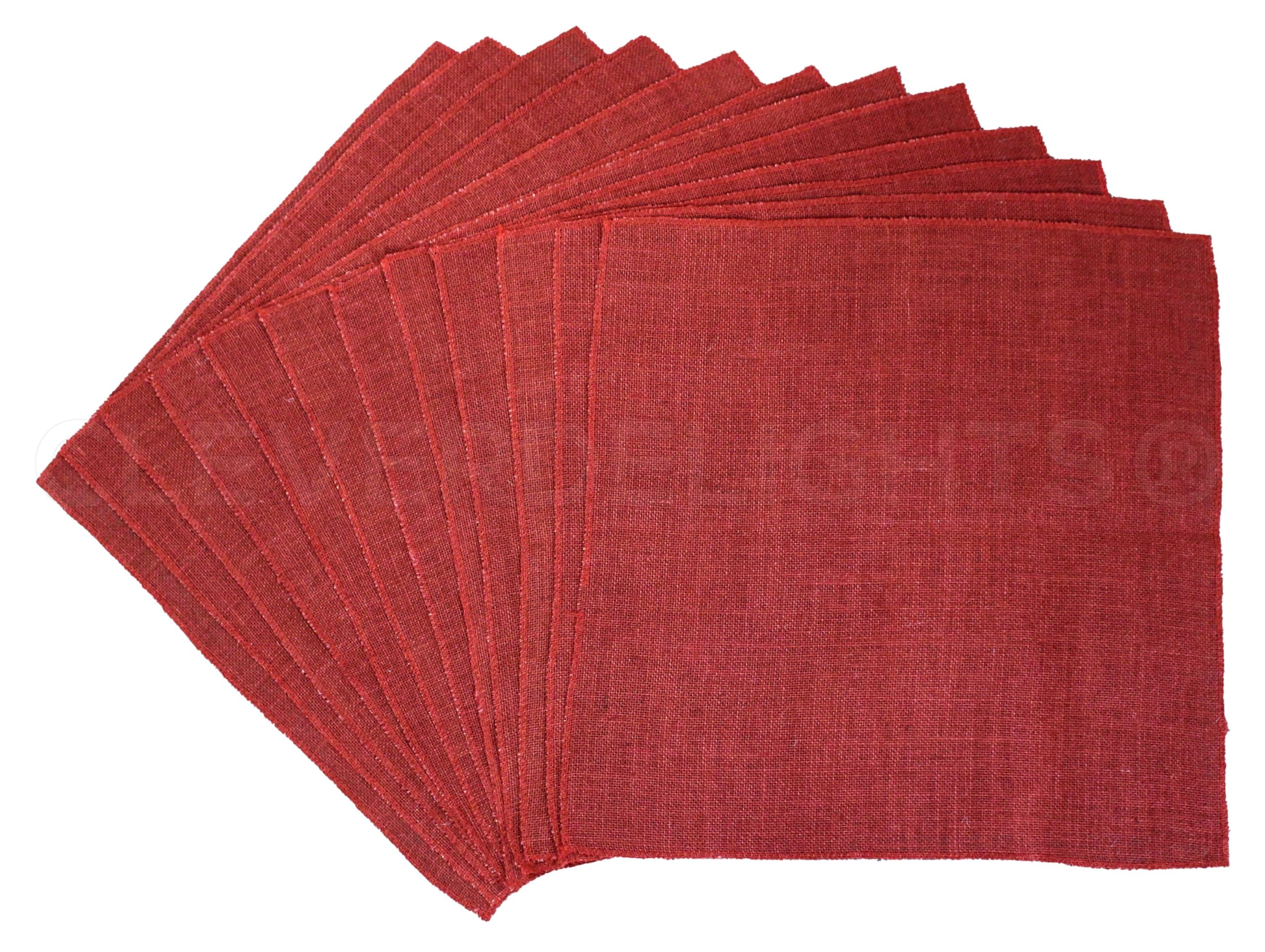 CleverDelights 20 Inch Red Burlap Squares - 12 Pack - Jute Burlap Fabric - Finished Edges - 20" x 20"