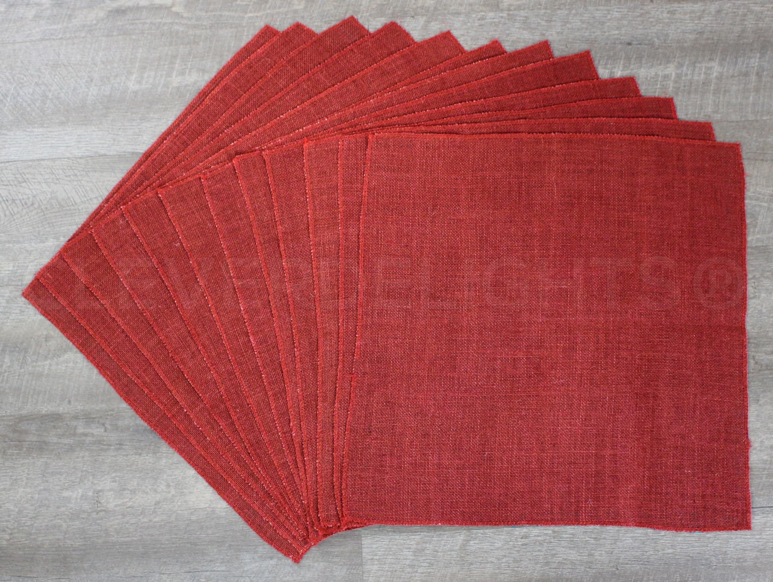 CleverDelights 20 Inch Red Burlap Squares - 4 Pack - Jute Burlap Fabric - Finished Edges - 20" x 20"