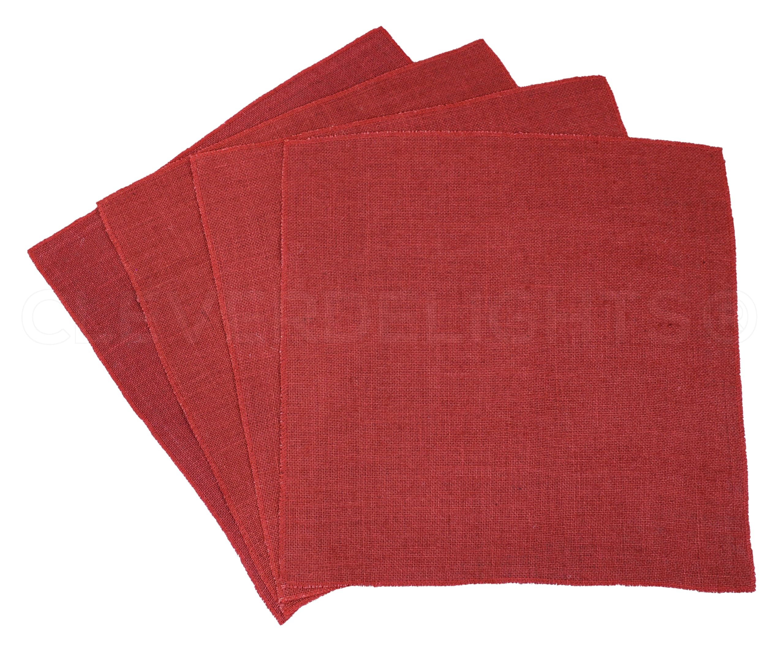 CleverDelights 20 Inch Red Burlap Squares - 4 Pack - Jute Burlap Fabric - Finished Edges - 20" x 20"