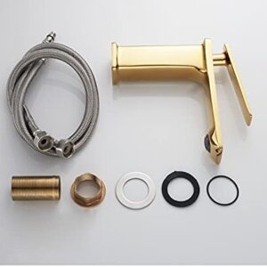 Bathroom Sink Faucet, Brass Black Gold Basin Faucet Bathroom Sink Faucets Hot Cold Water Mixer Crane Deck Mounted Single Handle Hole Bath Kitchen Tap (Color : White and Gold)