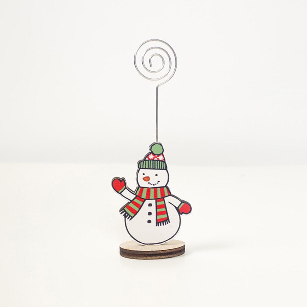 PRETYZOOM 12pcs Christmas Place Card Holder Wire Santa Snowman Photo Stands Table Number Cards Memo Note Clips for Holiday Party Decorations