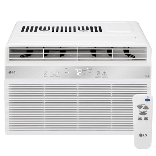 LG LW6024RSMX Window Air Conditioner, Wi-Fi Enabled w/Remote, for Small Room (260 Sq.Ft.), Quiet Operation, 115V, 6,000 BTU, White