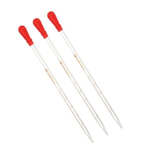 patikil graduated dropper pipettes kit, 3 pack 1ml borosilicate glass pipette with rubber squeeze bulb for transfer liquid for lab, chemistry, clear