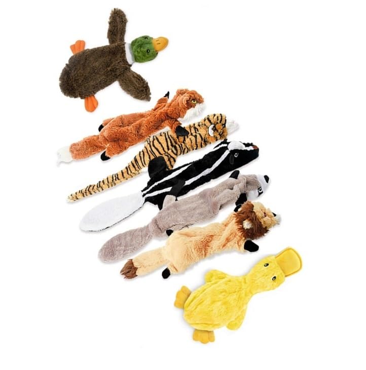 Zimpty Stuffless Squeaky Dog Toys for Small Medium Large Pets-Soft Fabric- Crinkle-Squeaky Dogs Teething Chew Toys Set with Toothbrush Dog Toys and Dental Chew Toys