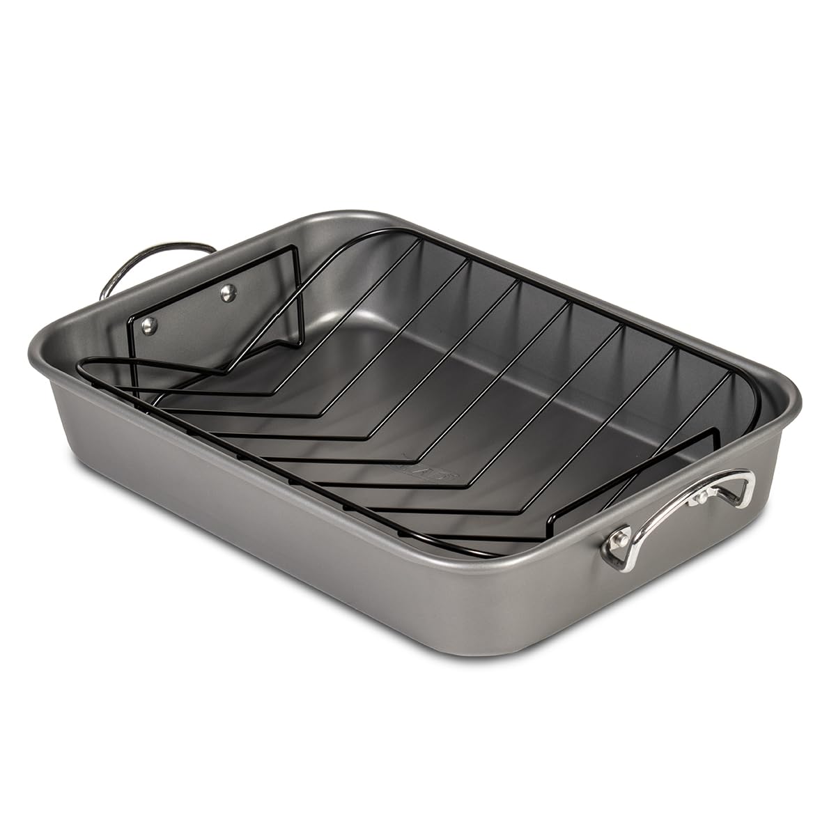 Glad Roasting Pan Nonstick 11x15 - Heavy Duty Metal Bakeware Dish with Rack - Large Oven Roaster Tray for Baking Turkey, Chicken, and Veggies