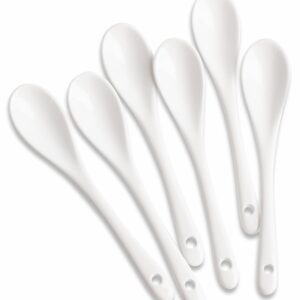 MIUFA 6PCS Porcelain White Coffee Spoons Espresso Spoons Tea Sauce and Desserts Ceramic Spoons