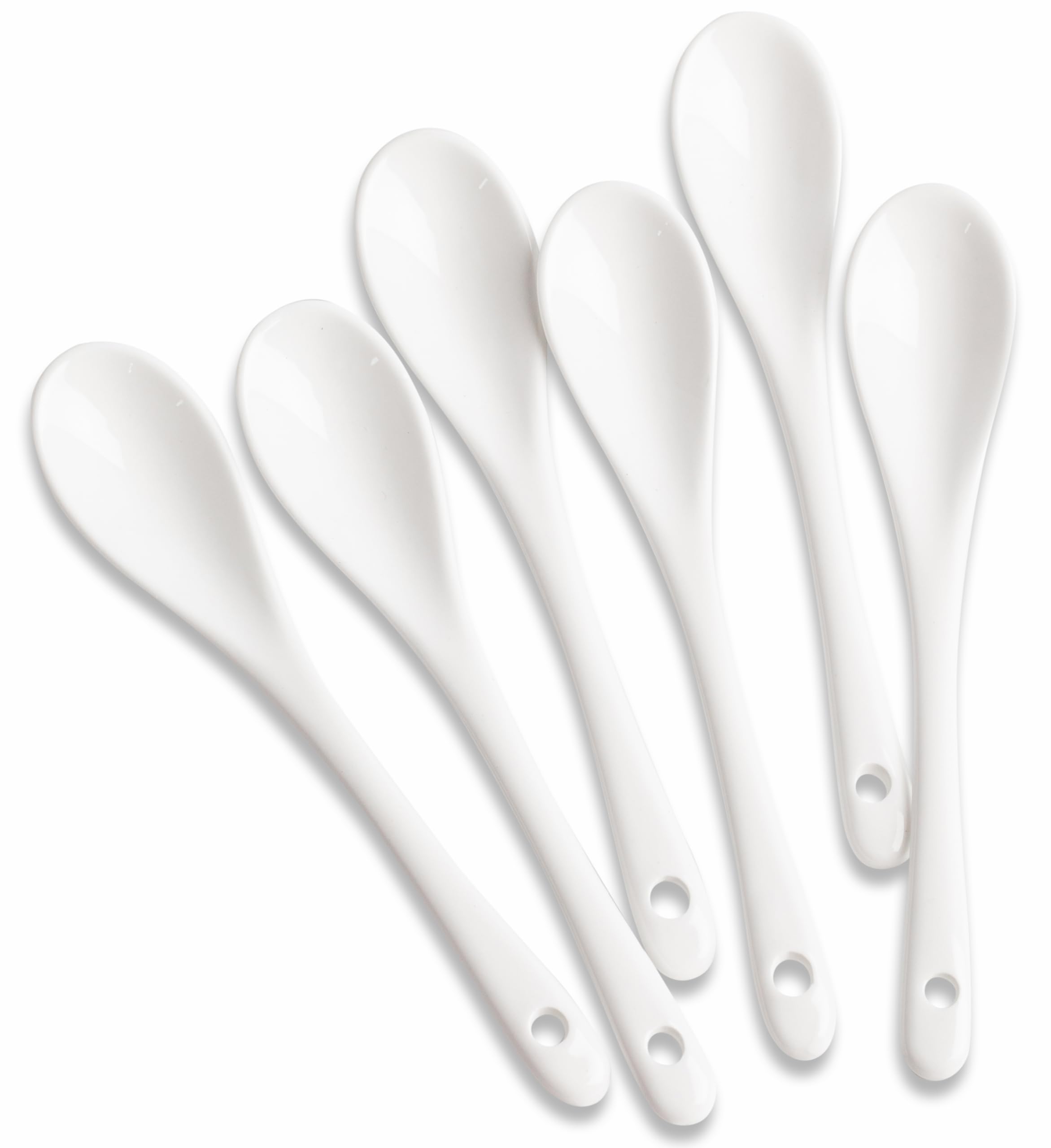 MIUFA 6PCS Porcelain White Coffee Spoons Espresso Spoons Tea Sauce and Desserts Ceramic Spoons