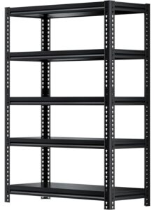 kilyssa 72" h garage shelving heavy duty storage shelves loads 2000 lbs, adjustable 5 tier shelving units metal shelves storage rack shelf for garage,warehouse,basement 31.5"w x 15.7"d x 72"h, black