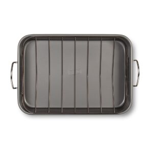 Glad Roasting Pan Nonstick 11x15 - Heavy Duty Metal Bakeware Dish with Rack - Large Oven Roaster Tray for Baking Turkey, Chicken, and Veggies