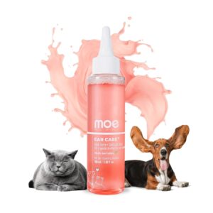 moe puppy moe ear care plus ear cleaning solution for pets| for dogs and cats (100 ml) (pack of 1, pink)