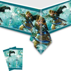 fuyhiuous 2pacs tablecloth disposable tablecover for zelda birthday party supplies and decorations for kid boy baby shower rectangle tables 70"x42"