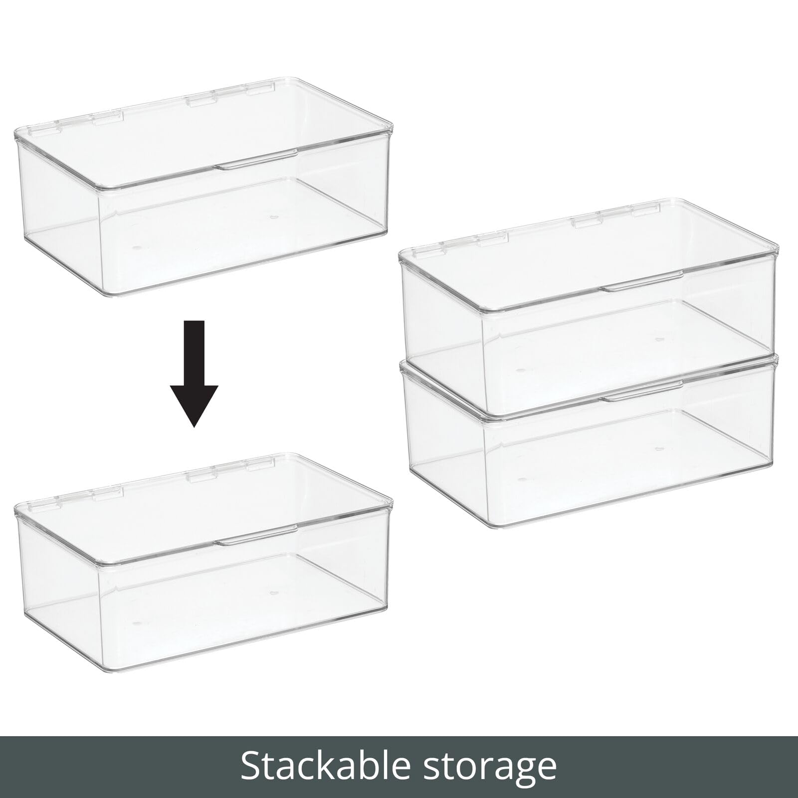 mDesign Plastic Craft Stackable Storage Organizer w/Hinged Lid - Easy-to-Carry Crayon, Bead, Sewing, and Hobby Supply Container - Arts and Crafts Organizer Storage Box - Lumiere Collection - Clear