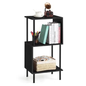 eteli 3 tier small bookshelf black book shelf for small spaces s shaped bookcase organizer for office, kids, living room bedroom home corner