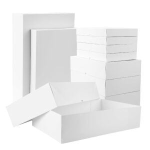 nativico 10 sturdy white gift boxes for presents - premium gift boxes with lids - 4-inch deep robe boxes and shirt boxes